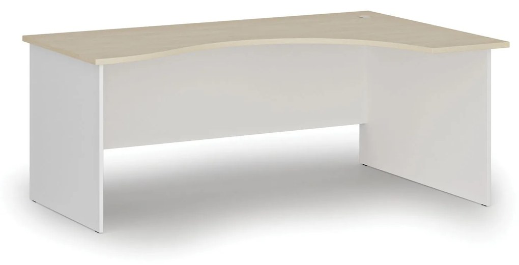 Ergonomický kancelářský pracovní stůl PRIMO WHITE, 1800 x 1200 mm, pravý, bílá/buk