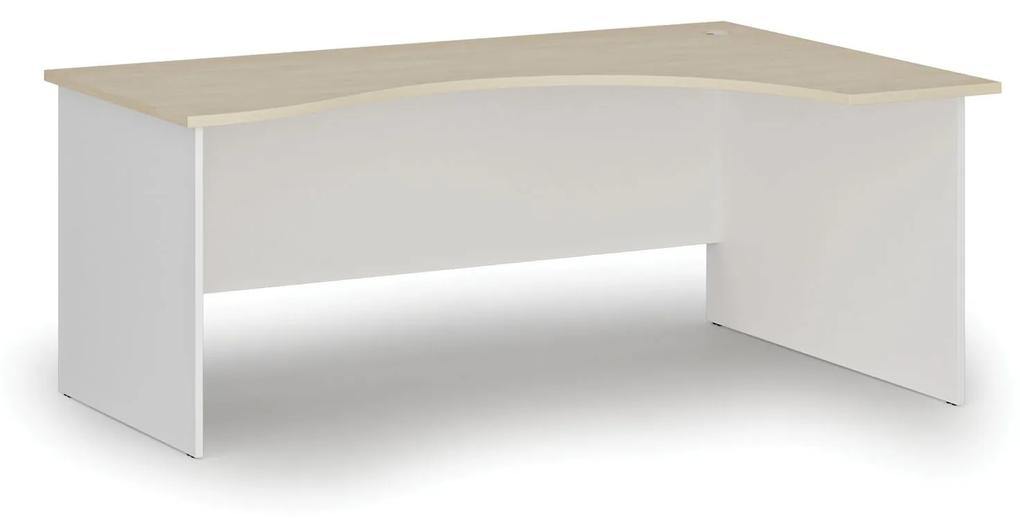Ergonomický kancelářský pracovní stůl PRIMO WHITE, 1800 x 1200 mm, pravý, bílá/ořech