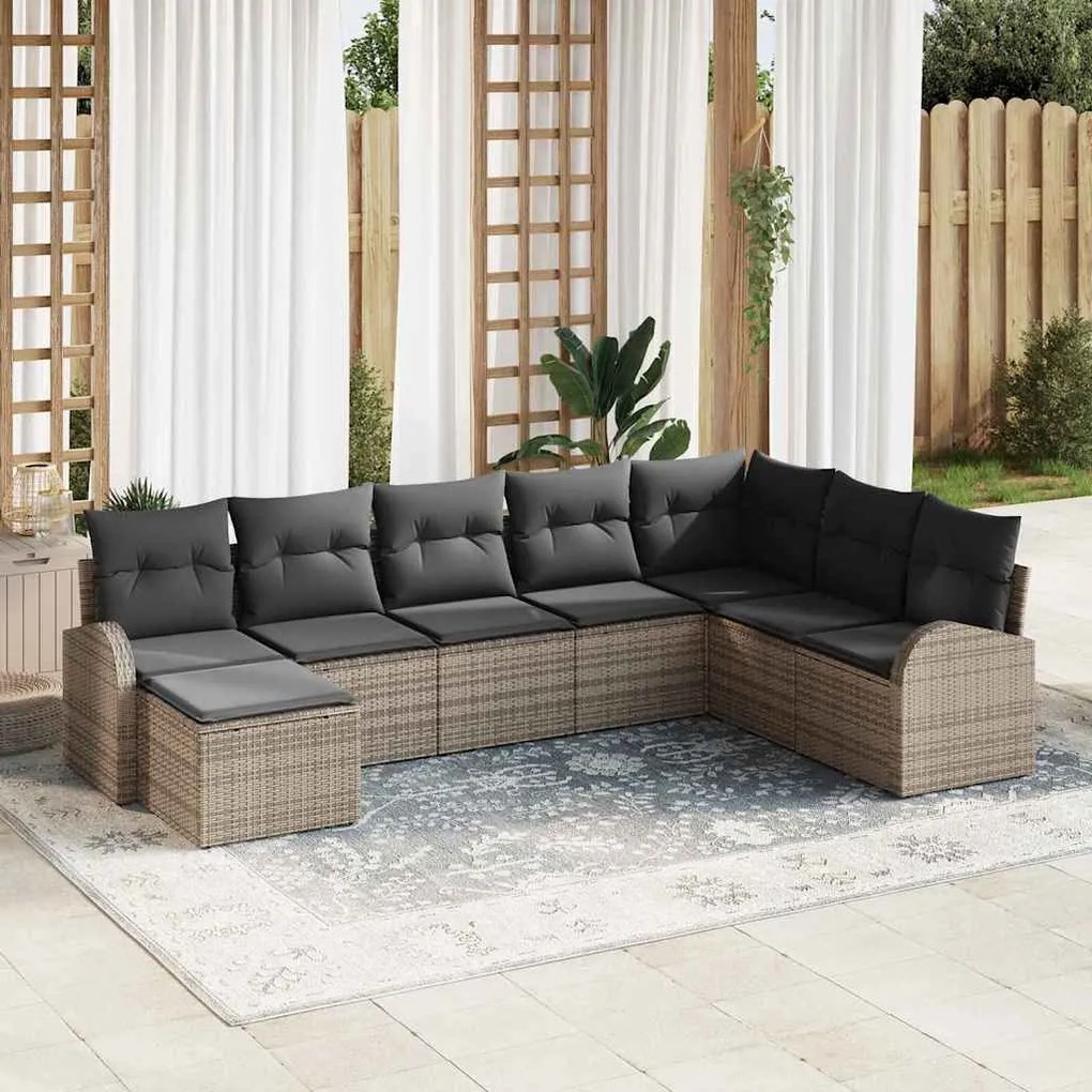 Set pohovek 8 ks Šedá polyratan 3354828