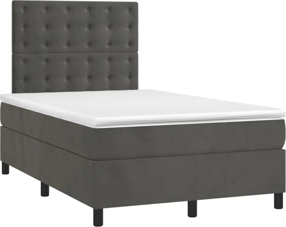 Box spring postel s matrací a LED tmavě šedá 120x200 cm samet 3136354