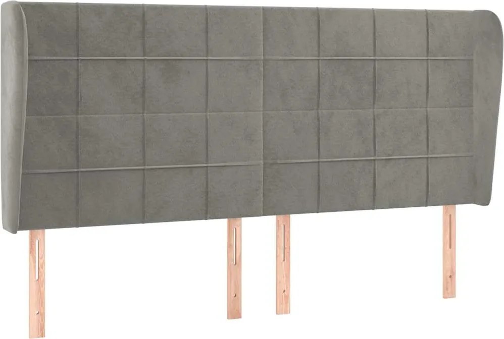 Čelo postele typu ušák světle šedé 183x23x118/128 cm samet 3118016
