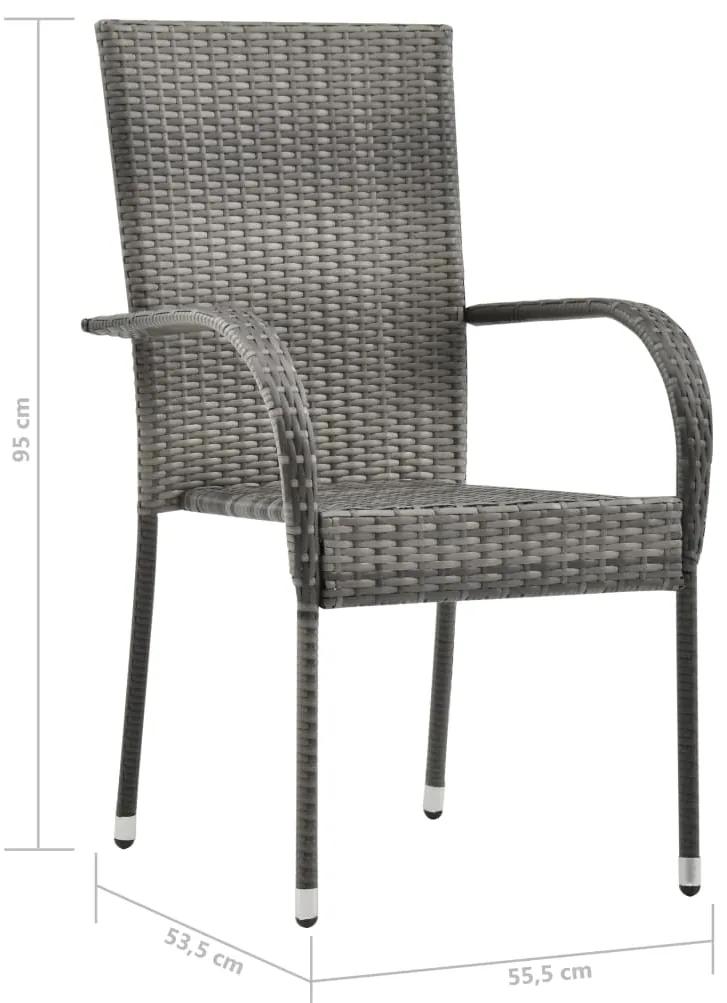 Stohovatelné zahradní židle 2 ks šedé polyratan - Default Title