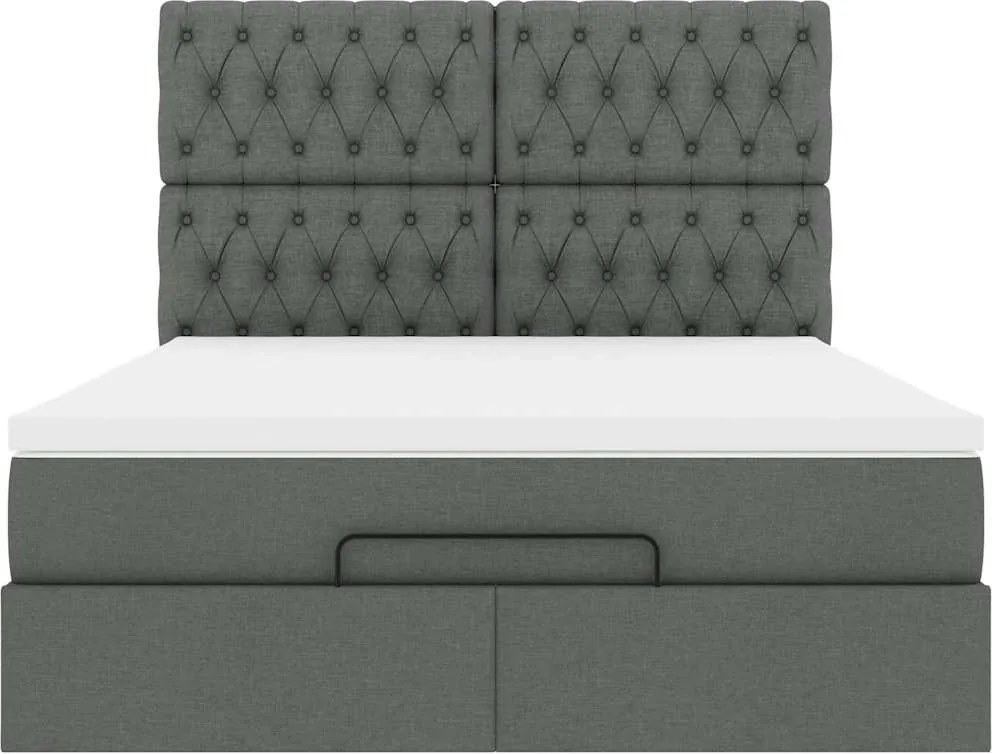 Osmanský rám postele s matrací tmavě šedá 140x200cm textil 3313245