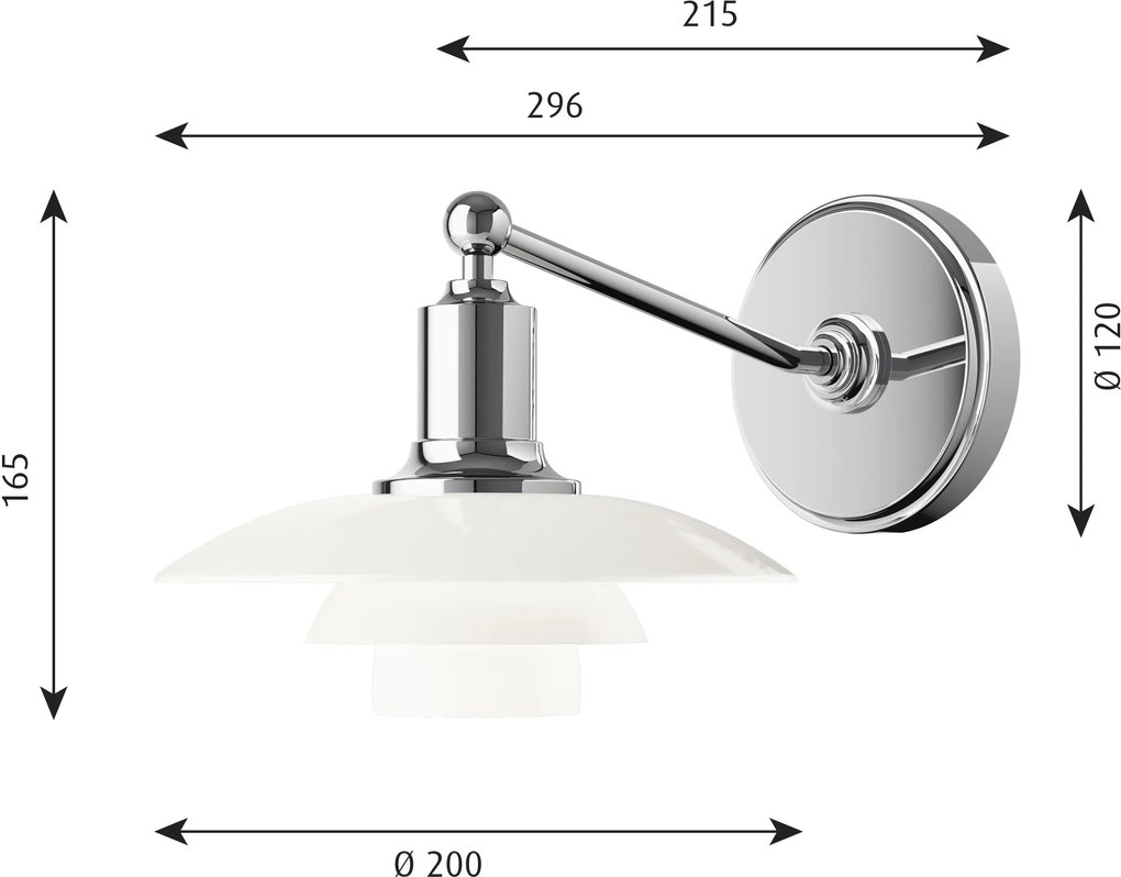 Nástěnné svítidlo PH s viditelným kabelem a vypínačem 20 cm chrom