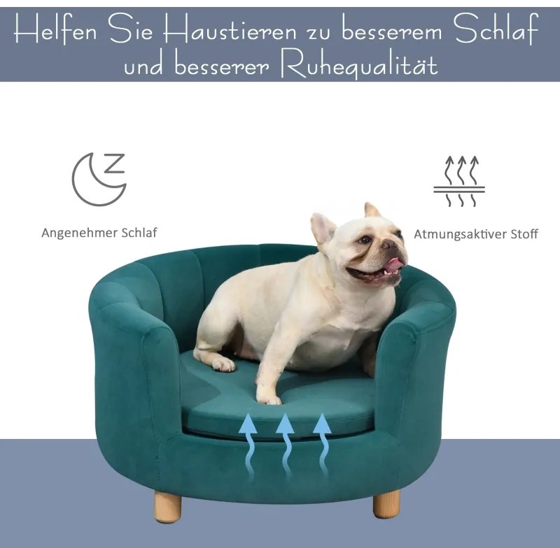 PawHut Pohovka pro psy / kočky s měkkým potahem, zelená (zvíře do 5 kg a 45 cm) D04-148GN