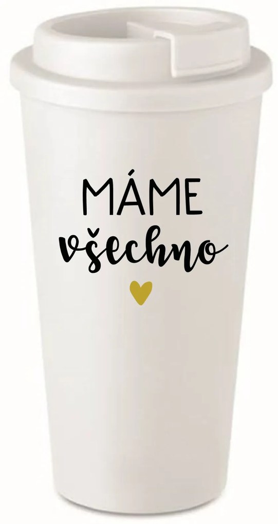 MÁME VŠECHNO - bílý termohrnek 475 ml