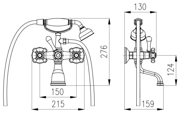 RAV Slezák MK559.5/2SM - Vanová sada s baterií MORAVA RETRO stará mosaz