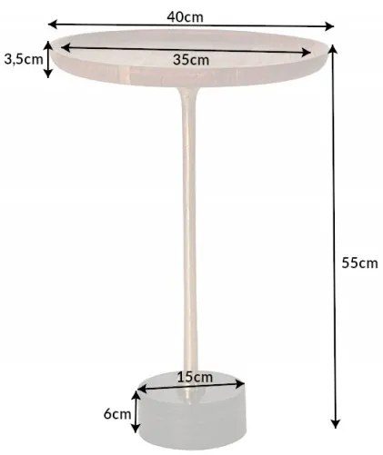 Odkládací stolek Trayful 55cm mramorová základna zlatý kulatý/ 41282