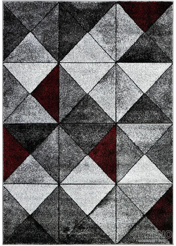 Breno Kusový koberec ALORA A1045 Red, 80x150 cm, Vícebarevné/Šedá