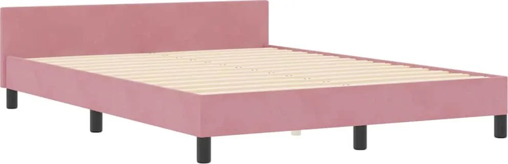 Postel s boxspringem s čelo Růžová 160 x 200 cm samet 3345022