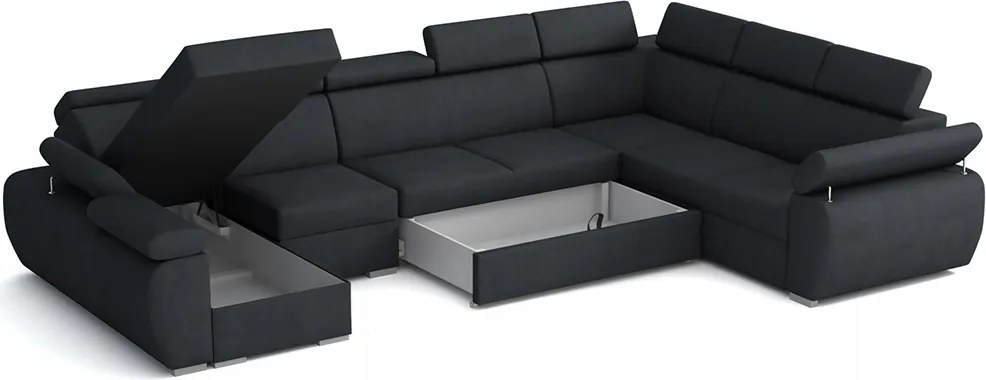 Sedací souprava BASTON | 170x390x260 cm | rozkládací + 2x úložný prostor | VÝBĚR TKANIN