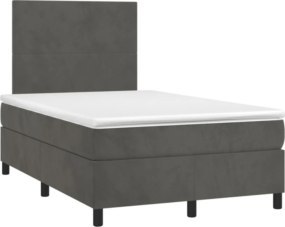 Box spring postel s matrací a LED tmavě šedá 120 x 190 cm samet 3270300