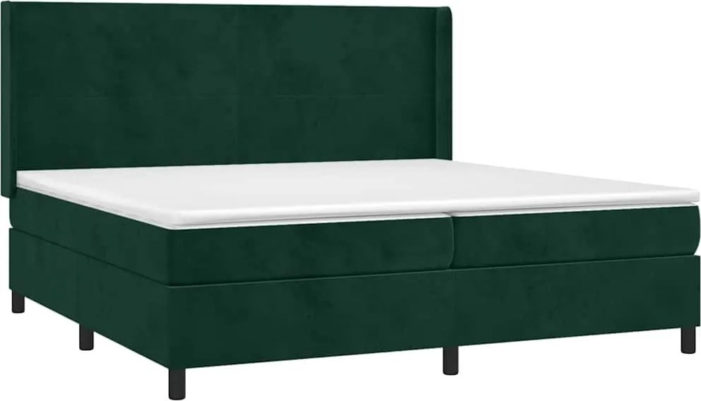 Box spring postel s matrací tmavě zelená 200x200 cm samet 3132582