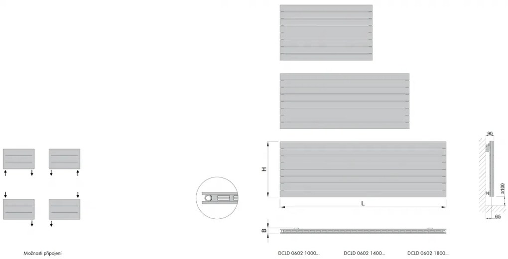 Isan Collom Double Horizontal 602 x 1800 mm koupelnový radiátor bílý
