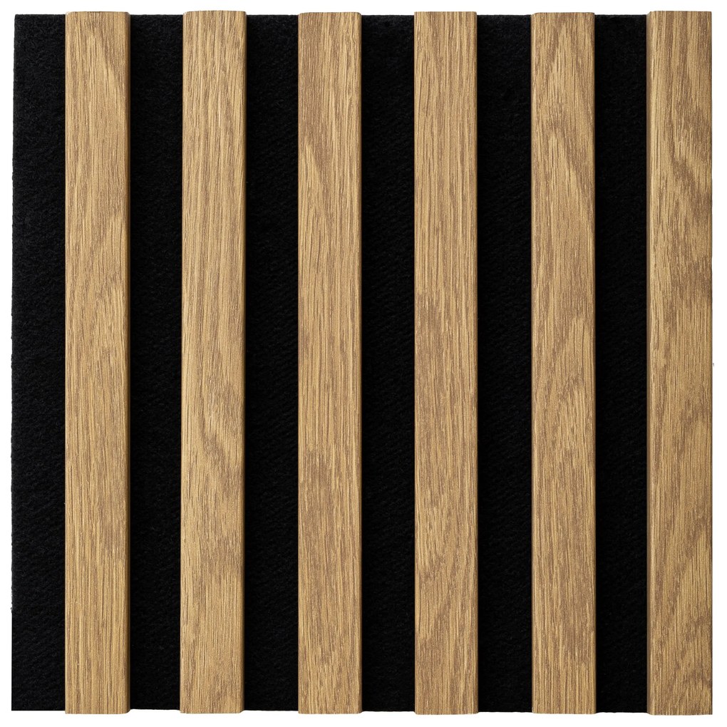 WallART Dekorativní nástěnné lamely s filcem, Dub světlý / černý 270x40x0,8 cm - 7 lamel