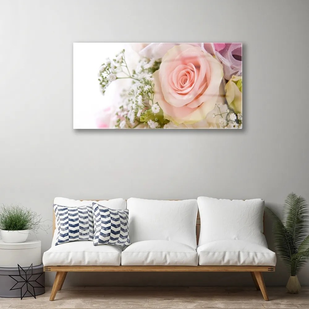 Obraz na skle Růže Květiny Rostlina 140x70 cm