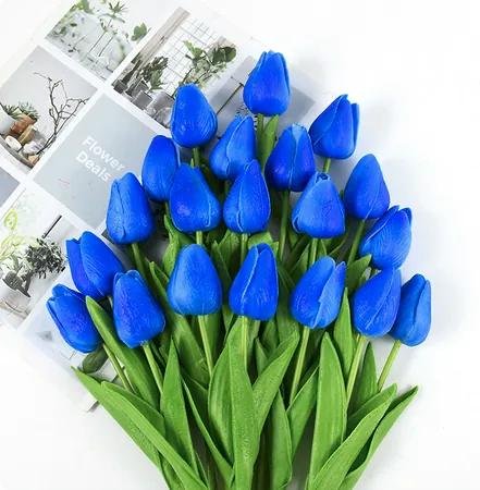 Bytová dekorace - kytice umělých tulipánů Balení: 5 ks, Barvy: K09 MODRÁ