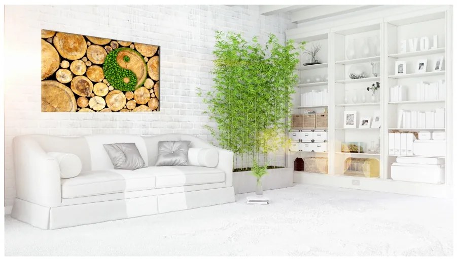 Malvis ® Obraz zelená rovnováha Velikost: pětidílné schody - 150x75 cm