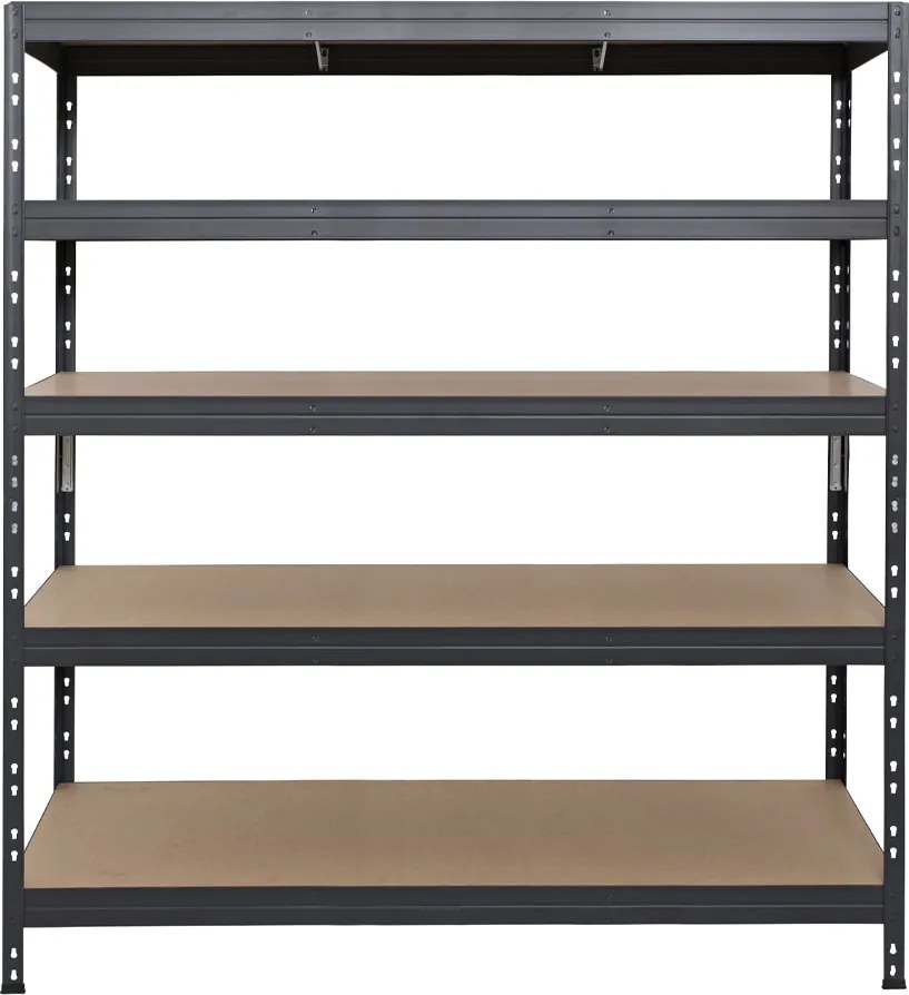 Kovový regál RIVET PRO 180x150x60 DTD dřevotříska 5 úrovní antracitová šedá
