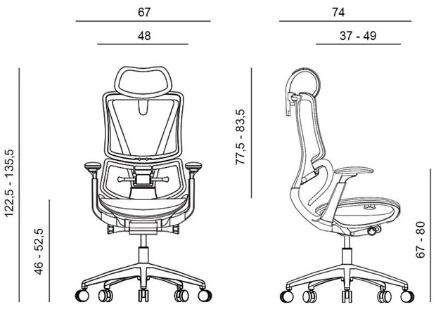 Kancelářská ergonomická židle KLEM — síť, tmavě šedá, nosnost 130 kg