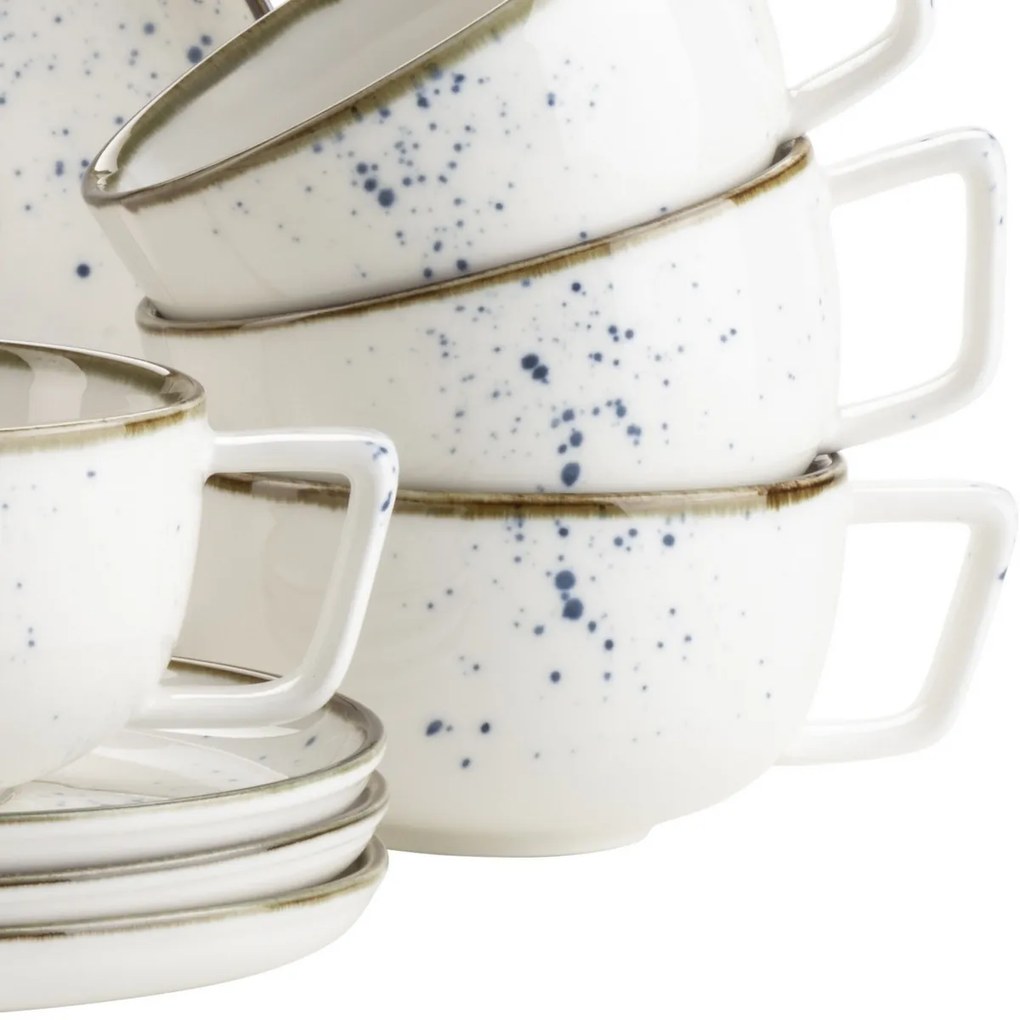 Mäser 8dílná sada šálků na kávu Pintar White modré tečky