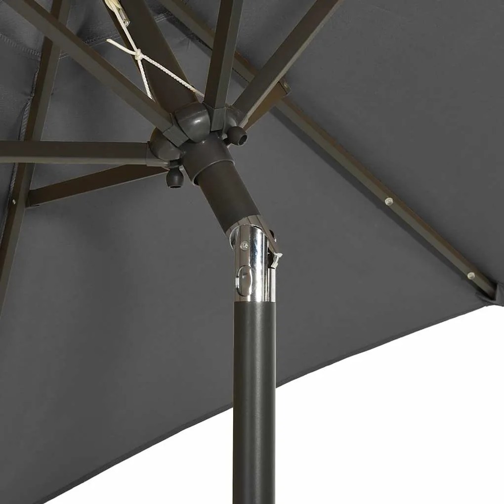 Zahradní slunečník s LED osvětlením antracit 200x211 cm hliník 313559