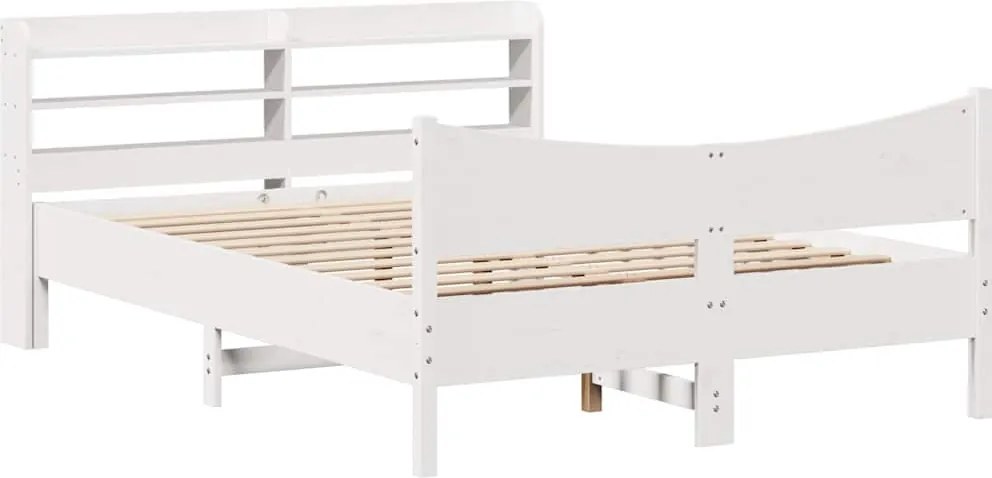 Rám postele s čelem bílý 150x200 cm masivní borovice 3307042