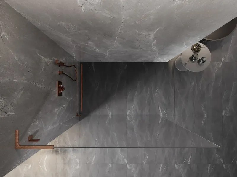 Mexen Lunar L sprchová stěna levá 80 x 200 cm, 8mm čiré sklo, měděná matná, 830L-080-000-65-00-L