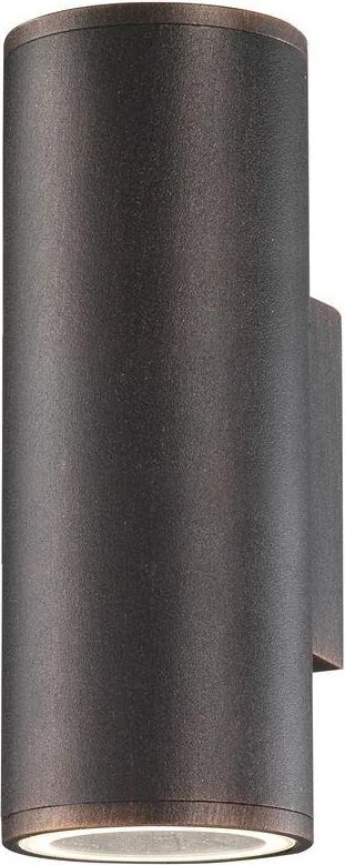 NV 773224 Venkovní nástěnné svítidlo NODUS antický hnědý hliník skleněný difuzor GU10 2x7W 220-240V IP54 bez žárovky světlo nahoru a dolů - NOVA LUCE