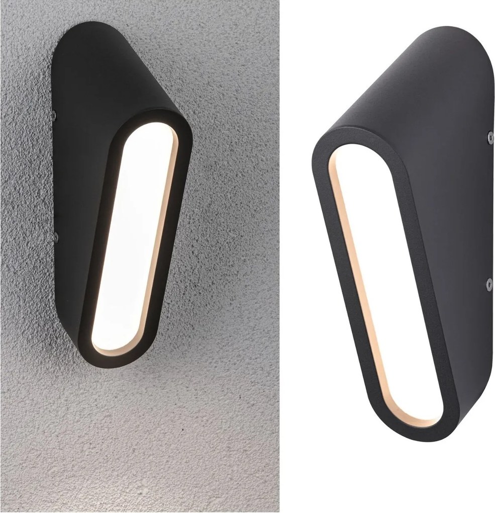 P 94733 LED venkovní nástěnné svítidlo Cliff IP44 64x116mm 3000K 9,5W 230V antracit hliník - PAULMANN