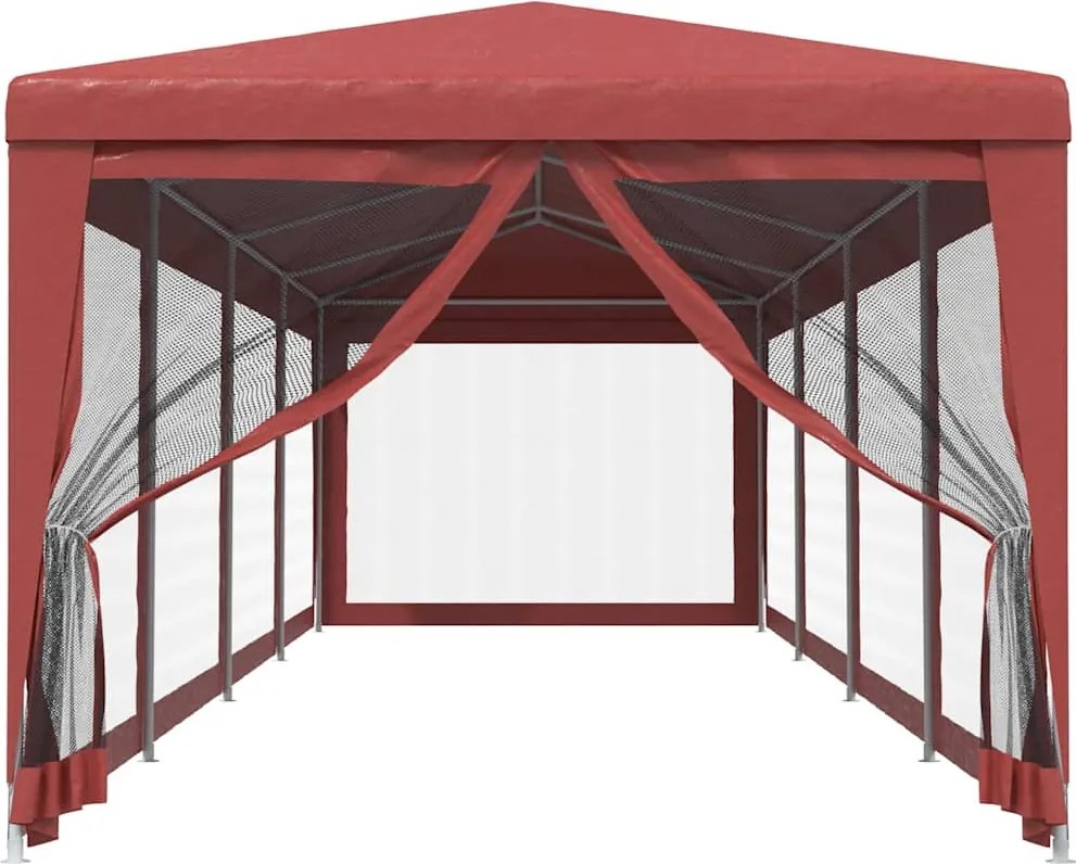 Party stan s 10 síťovanými bočnicemi červený 3 x 12 m HDPE 319250
