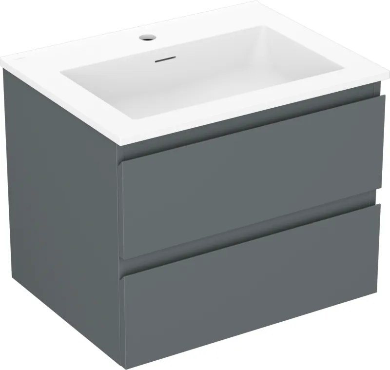 Mexen Orio, koupelnová skříňka 60 cm s umyvadlem Otis, 2 zásuvky, grafitová matná/bílá matná, 91A10-06047-2-BFF66-W18M01