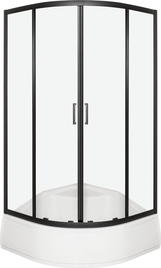 Novoterm Čtvrtkruhový sprchový kout NV-Aruba GL PS BL 90 SV, černá/transparent + vanička hluboká Klara