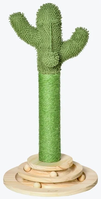 Škrabadlo pro kočky, vzhled kaktus, zelené, 60 cm D30-453