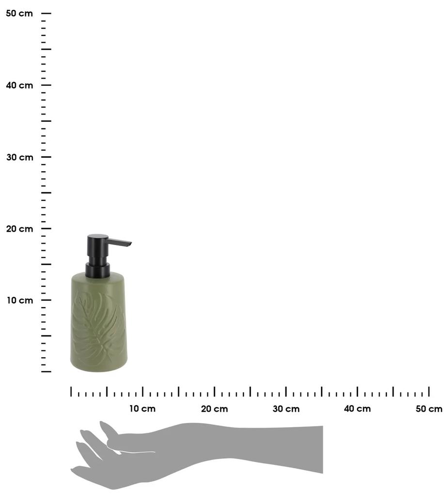 Dávkovač mýdla Rollan Leaf, zelená/s černými prvky, 430 ml