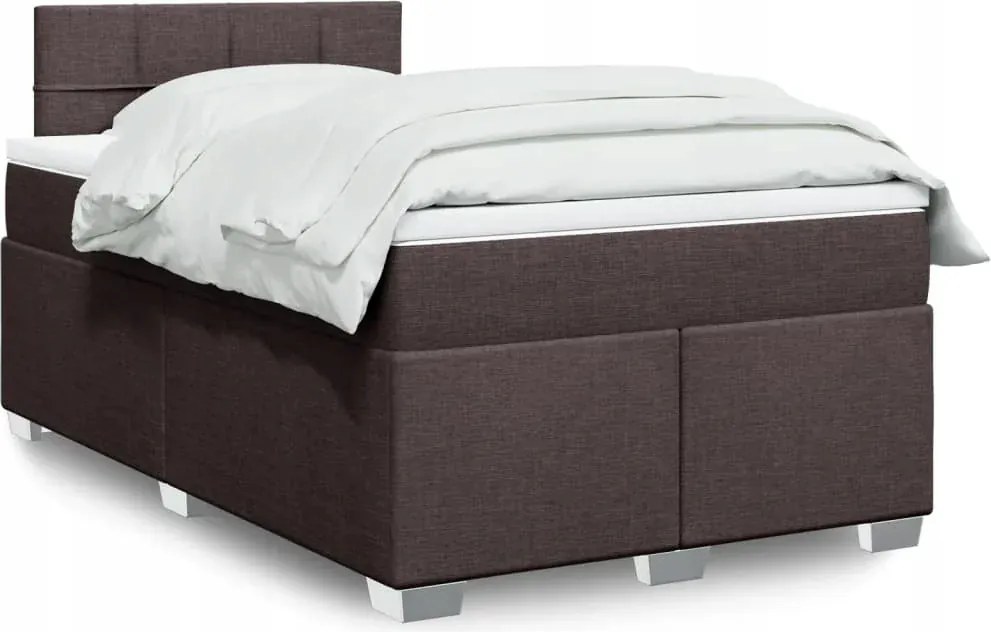 Box Spring Postel S Matrací Textil Tmavě Hnědá Blok se čtverci 120 x 190