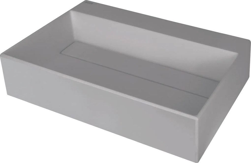 Deante Correo, granitové umyvadlo na desku s poličkou pod baterii a krycí deskou 600x400x130 mm, šedá metalíza, CQR_SU6M
