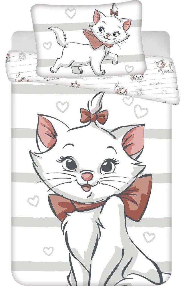 Jerry Fabrics s. r. o. Povlečení bavlněné do postýlky 135x100+40x60 - Marie Cat "Bow" baby