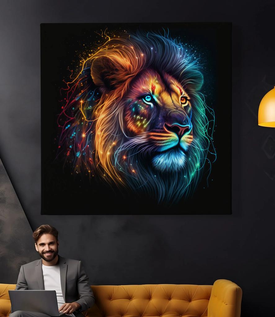 Obraz na plátně - barevný lev FeelHappy.cz Velikost obrazu: 80 x 80 cm