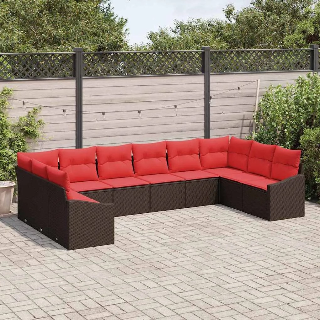 Set pohovek 10 ks Hnědá polyratan 3346904