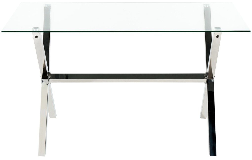 Jídelní stůl se skleněnou deskou 130 x 70 cm stříbrný FLORIN Beliani