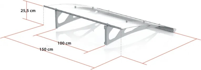LANIT PLAST, s.r.o. stříška nad dveře LANITPLAST BLUEMOON 150/89 stříbrná LG2580