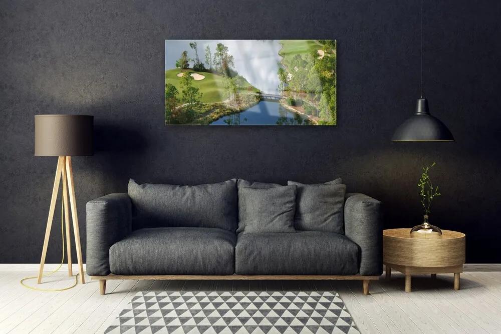 Obraz na skle Jezero Příroda 100x50 cm
