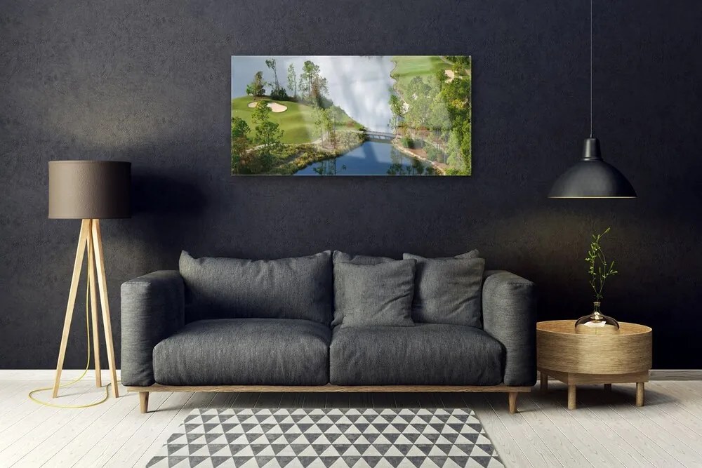 Obraz na skle Jezero Příroda 125x50 cm