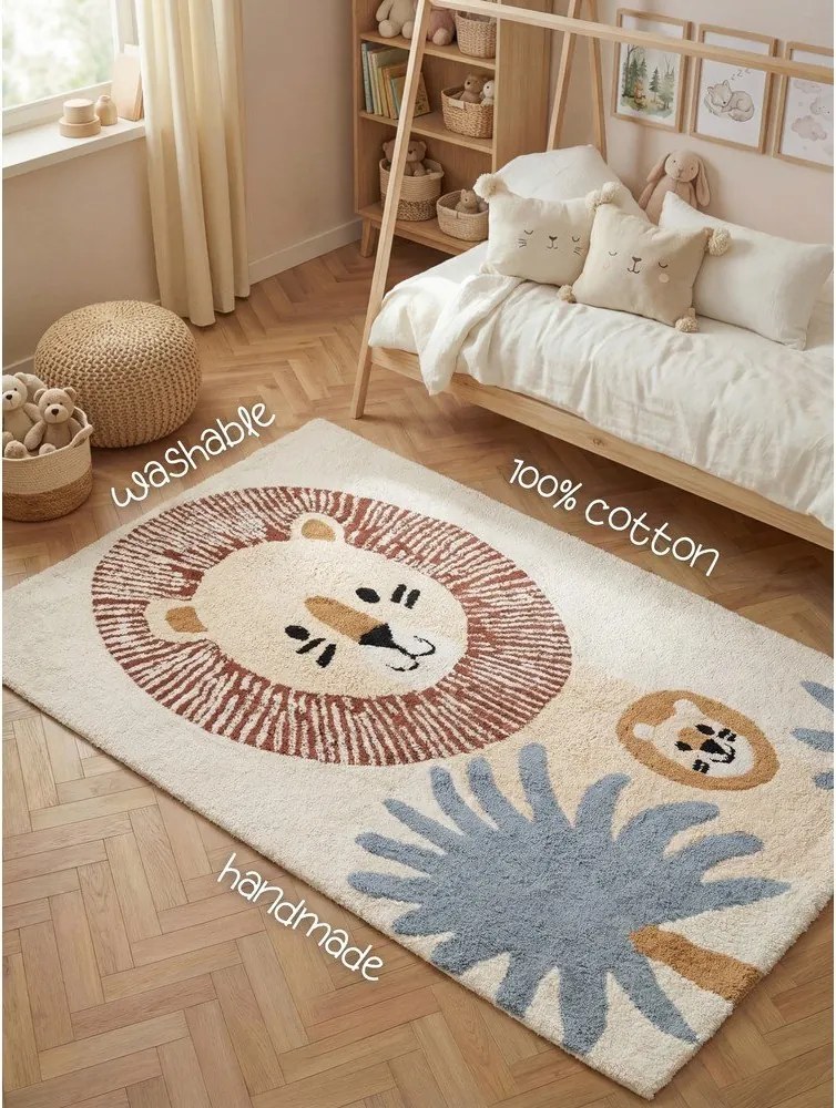 Krémový pratelný/ručně tkaný bavlněný dětský koberec 140x200 cm Snuggle Leander – Hanse Home