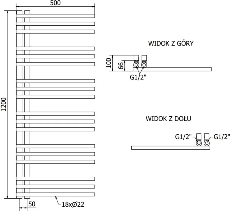 Mexen Neptun dekorativní koupelnový radiátor 1200 x 500 mm, 456 W, černý - W101-1200-500-00-70