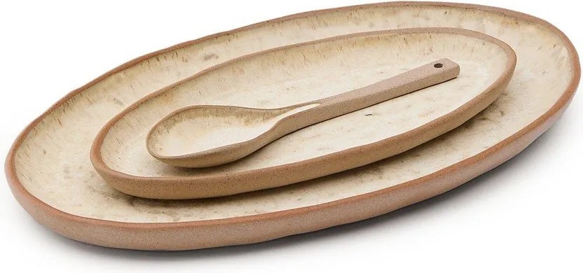Béžové servírovací keramické talíře v sadě 3 ks Zunel – Kave Home