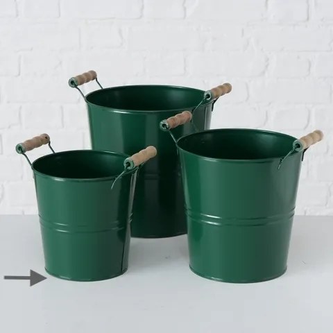 Plechový květník s uchy zelený 18 cm - nejmenší