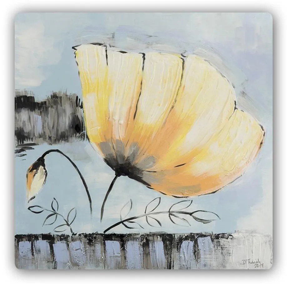 CARO Kovový obraz - Yellow Flower 2 40x40 cm