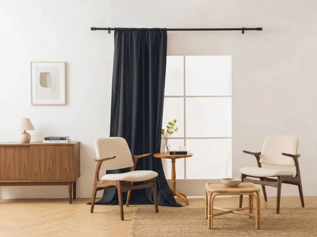 Závěs OXFORD LIGHT 140x250 cm, černý Zavěšení: Řasící páska